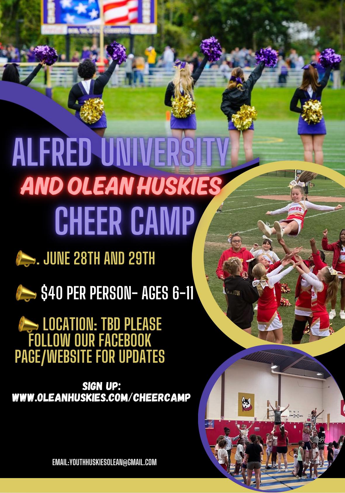 Cheer Skills & Drills Camp - Olean Huskies Youth Football & Cheer